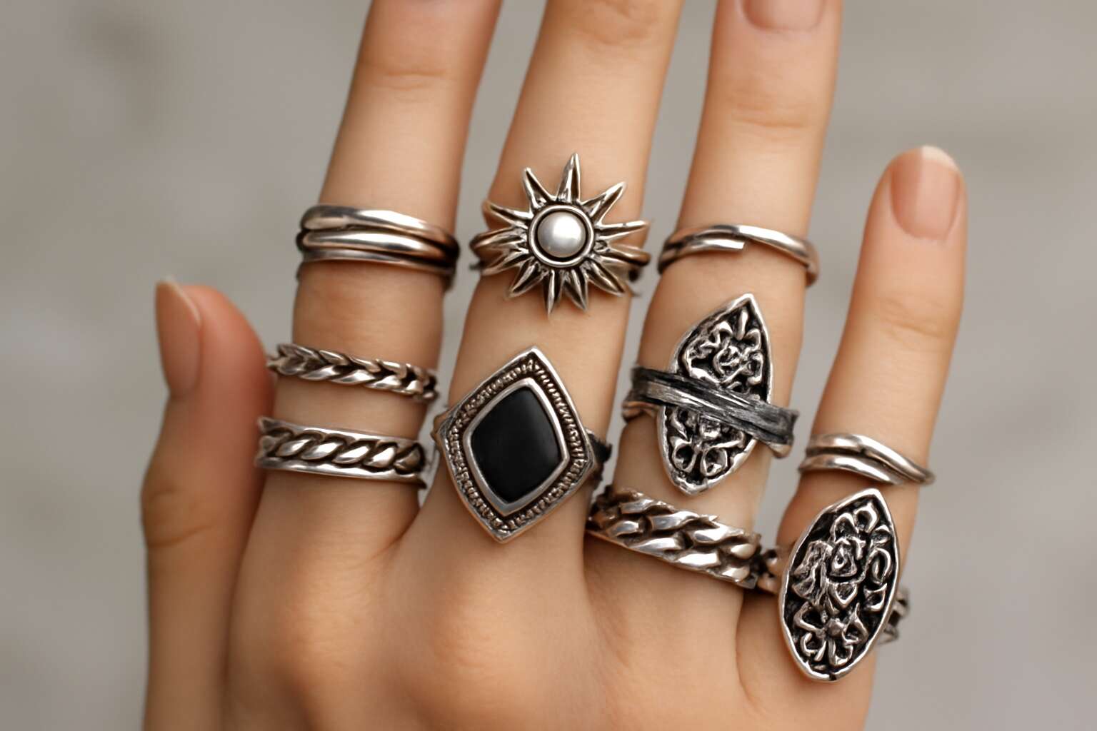 Dare to Dazzle: Embrace Bold Style with Silver Rings on Every Finger ...